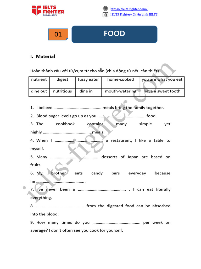 IELTS Speaking: Food Vocabulary Guide | PDF | Cakes | Foods