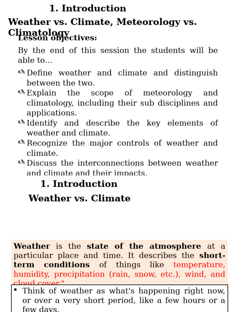 Meterology and Climatology Chapter 1 - 2025 | PDF | Climatology | Climate