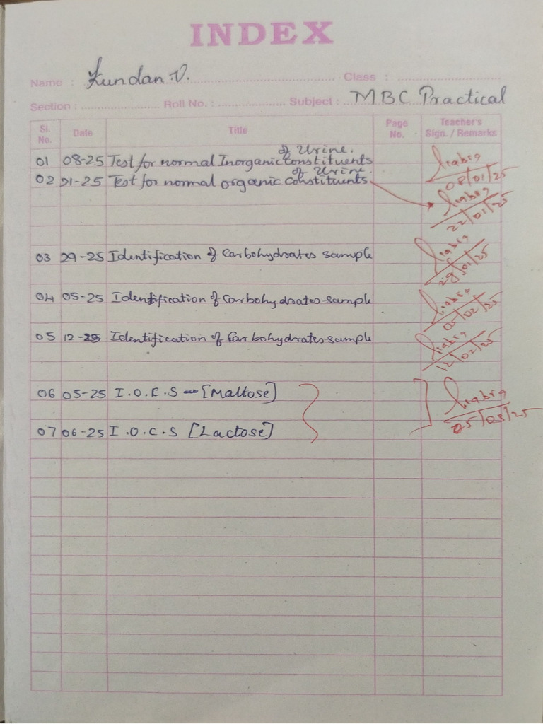 Biochemistry observation Notebook | PDF
