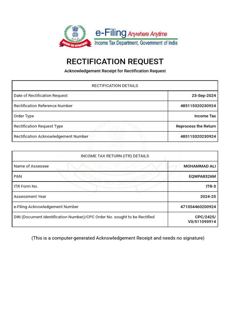 Rectification ARN | PDF