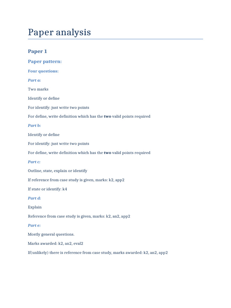 Paper Analysis 1 and 2 Important!!! | PDF