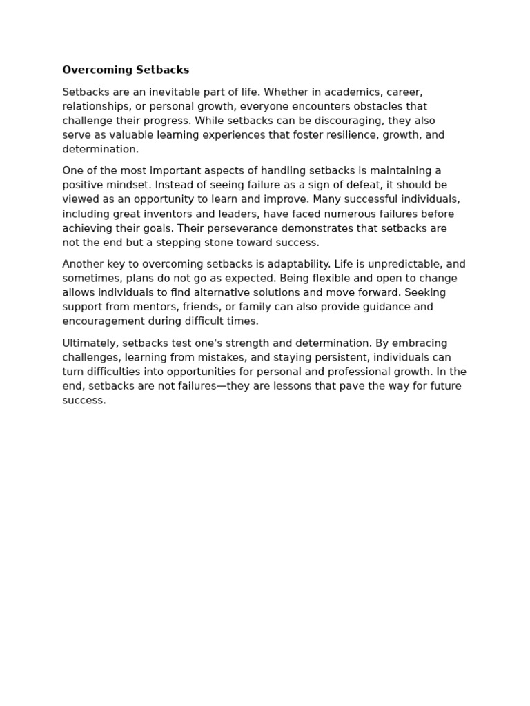Overcoming Setbacks | PDF