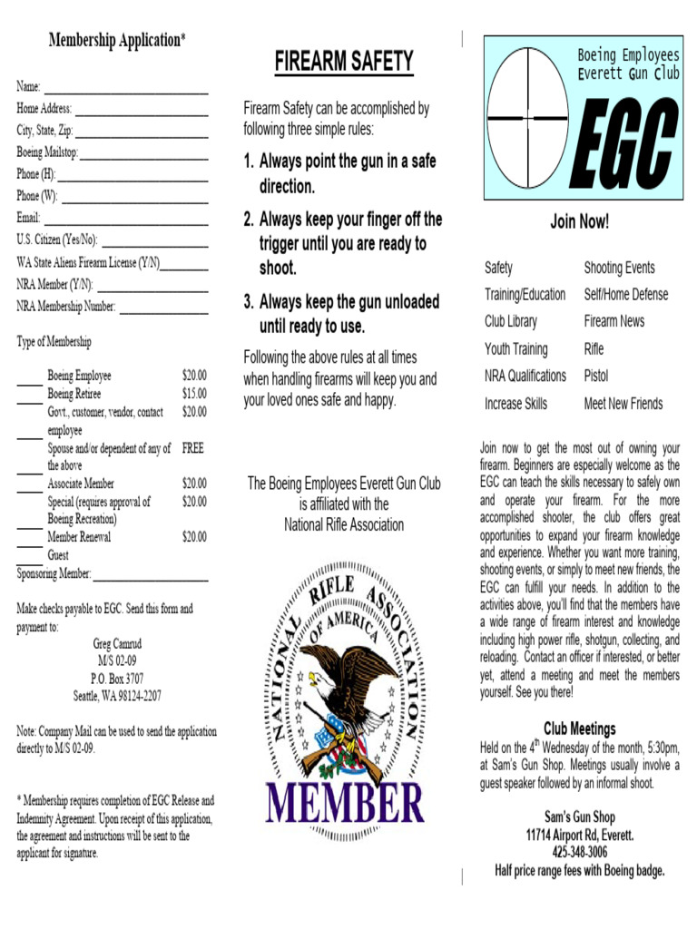 Boeing Employeess Everett Gun Club Pamphlet | PDF | Firearms | National ...