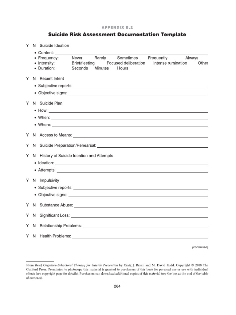 Suicide Risk Assessment Documentation Template | PDF