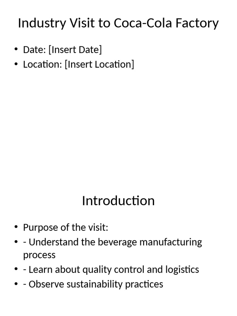 Coca-Cola Factory Visit Insights | PDF