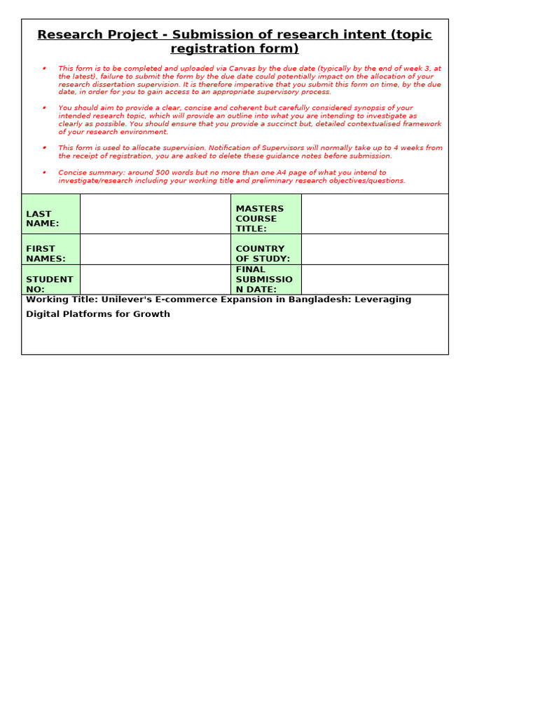 7MG001 Submission of Research Intent 2021-2022_-300447837 | PDF | E ...