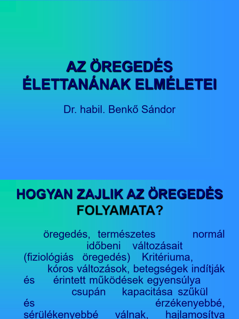 02 Öregedés Élettana - Geriátriai Alapok | PDF