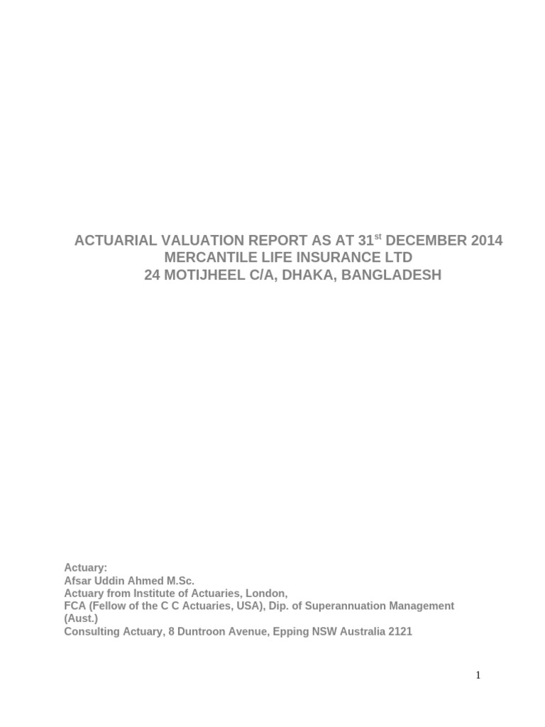 Sample Valuation Report (Reviewed by Sir) | PDF | Insurance | Life ...
