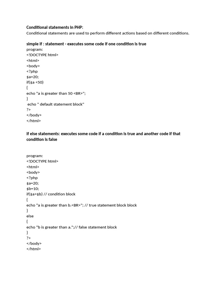 ConditionalStatement-in PHP | PDF