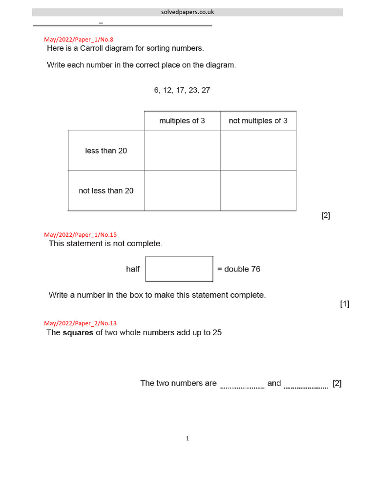 Primary Math Checkpoint Solutions | PDF