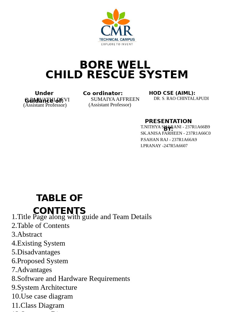 Bore Well Child Rescue System | PDF