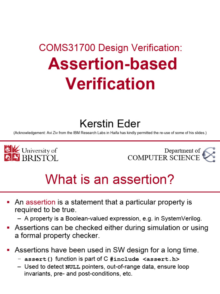 Assertion-Based Verification in C | PDF | Software Bug | Formal ...