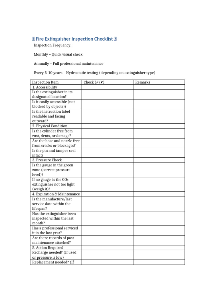 Fire_Extinguisher_Inspection_Checklist | PDF