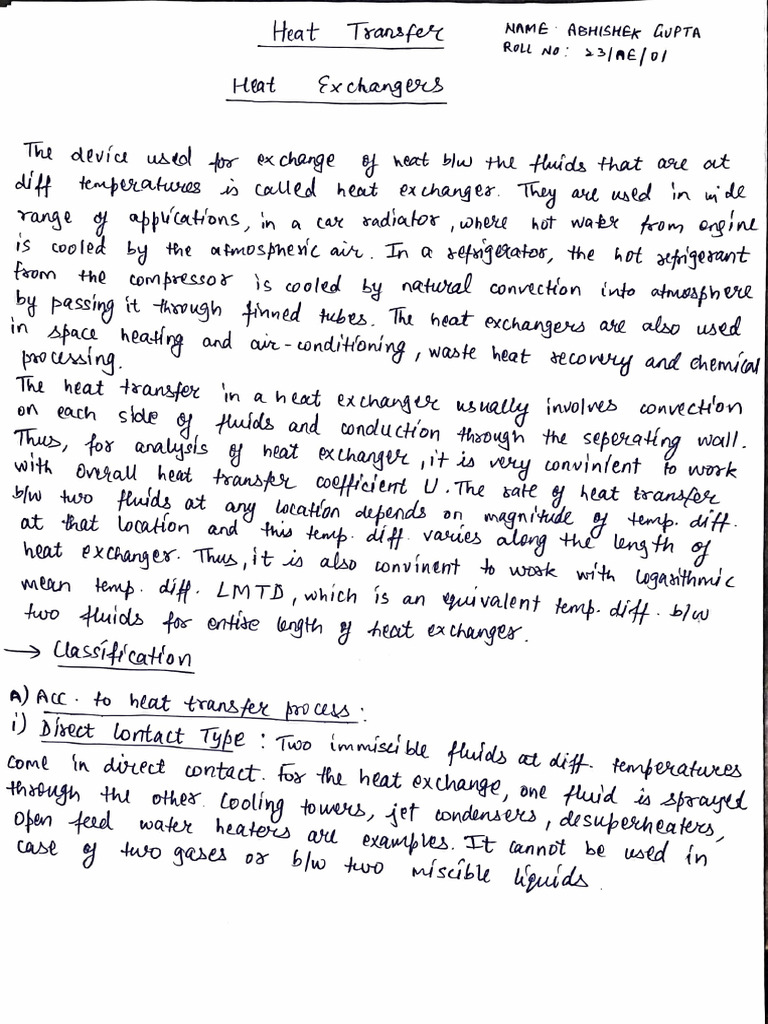 Heat Exchanger Notes | PDF