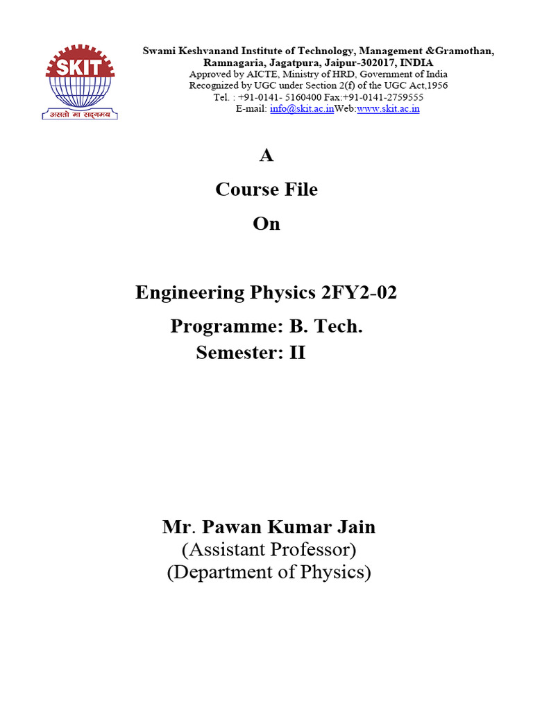 Engineering Physics - Pawan Kumar Jain | PDF | Diffraction | Laser