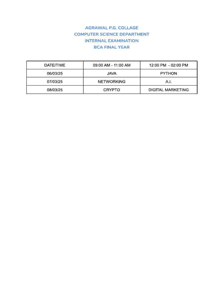 Internal Exam | PDF