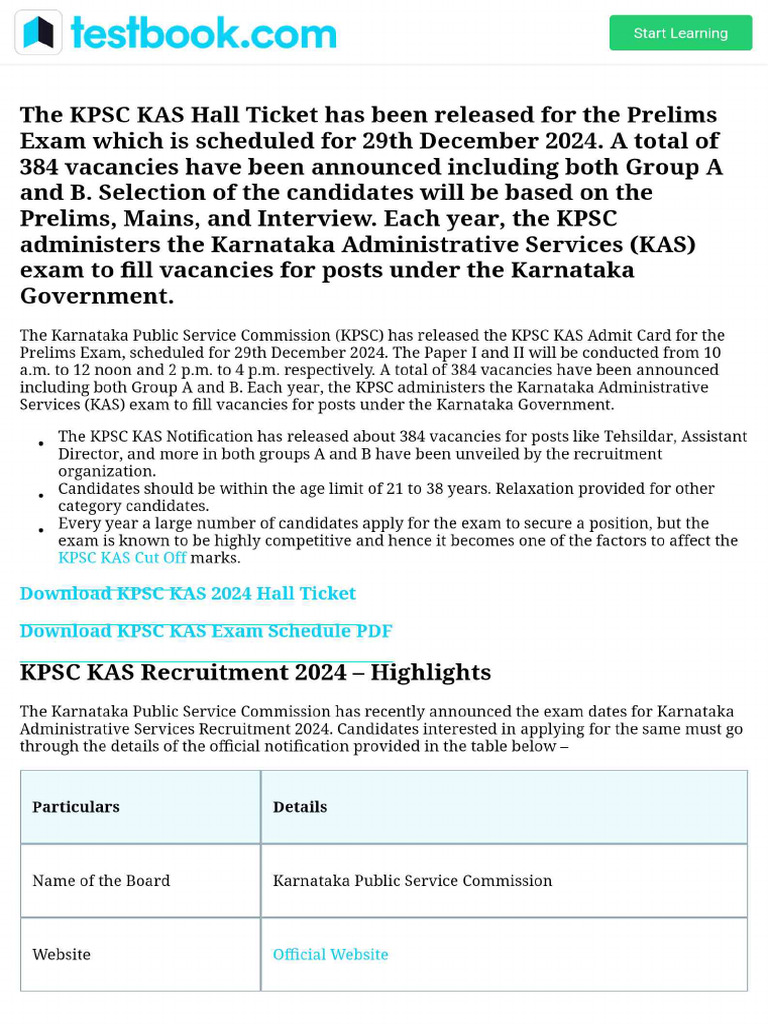 KPSC KASExam Info | PDF