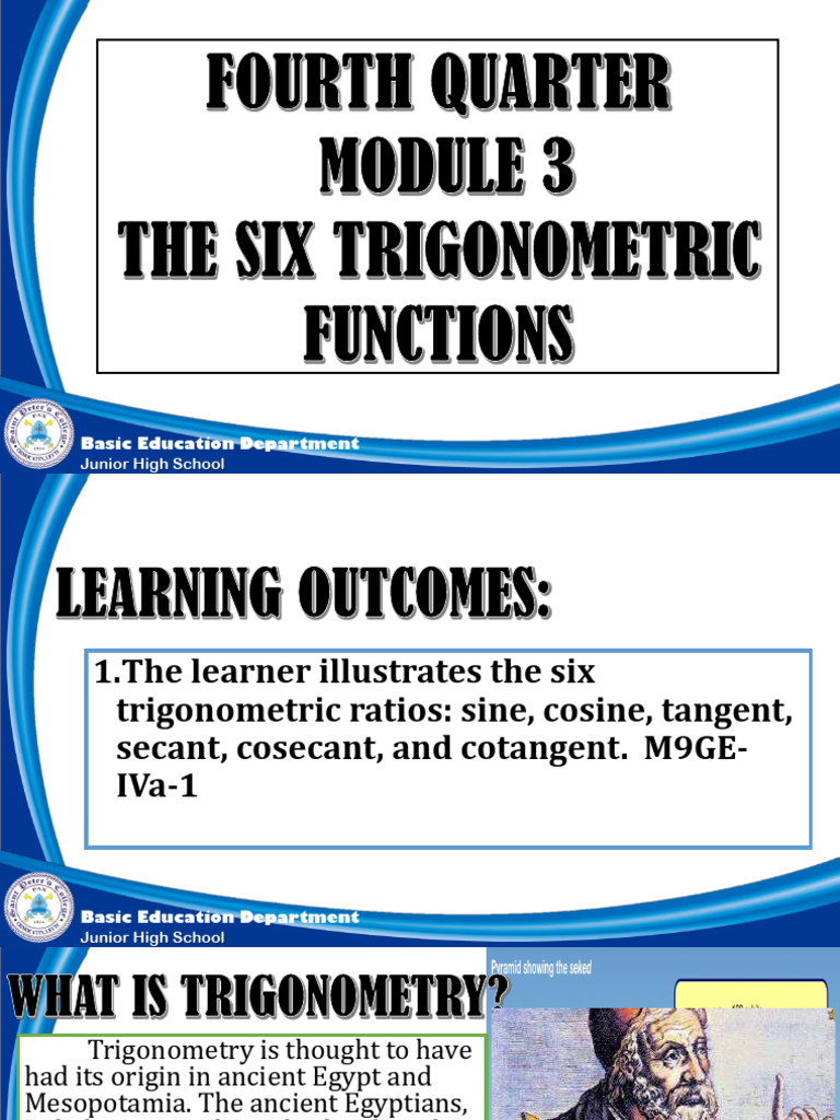 The Six Trigonometric Functions | PDF | Trigonometric Functions ...
