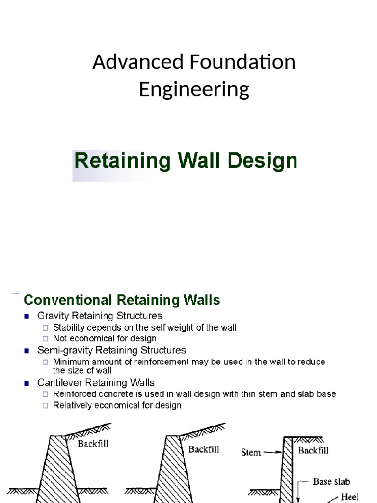 Advanced Foundation Engineering-Retaining Wall Design | PDF