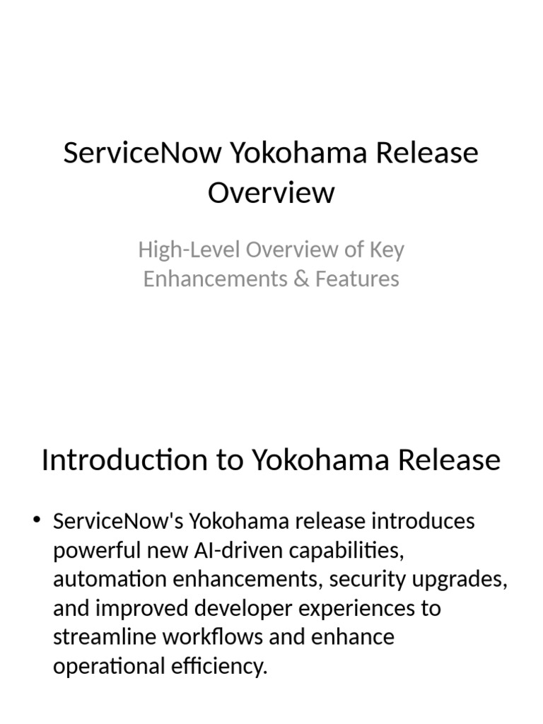 ServiceNow Yokohama Overview | PDF