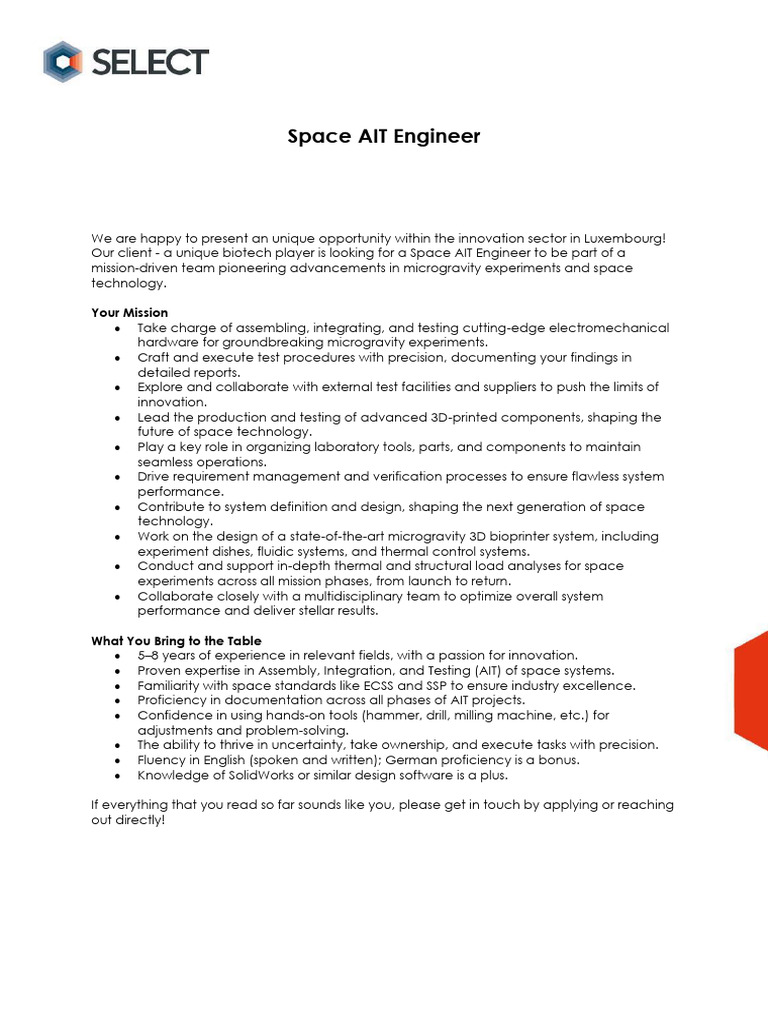 Space AIT Engineer | PDF