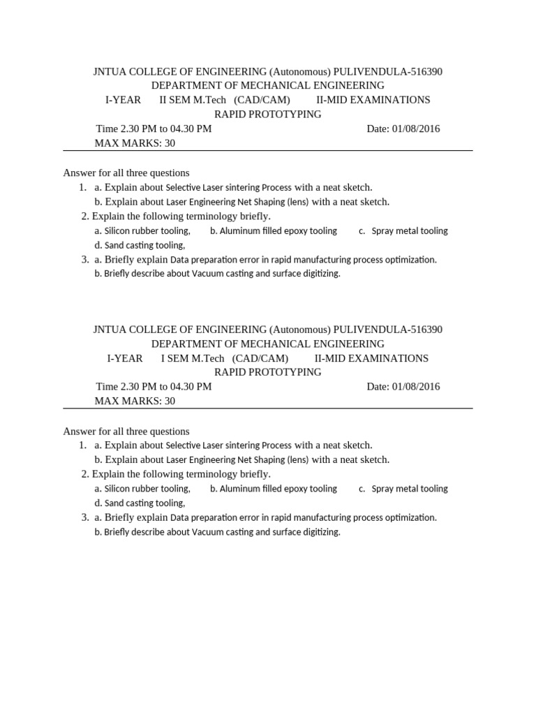 Cim QP For 15-16 Batch II Mid | PDF