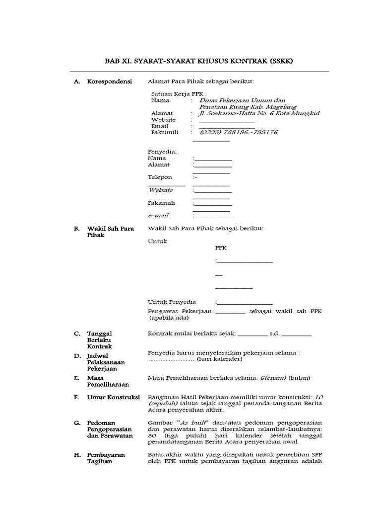 SSKK Peningkatan Jalan Dalam Kota Muntilan | PDF