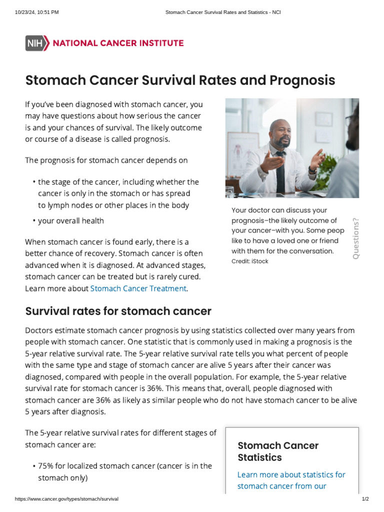 Stomach Cancer Survival Rates and Statistics - NCI | PDF | Cancer ...