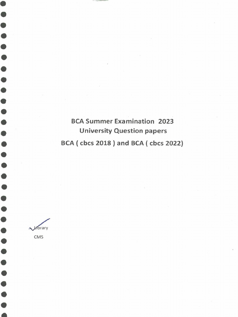 Bca Summer 2023 Qp | PDF