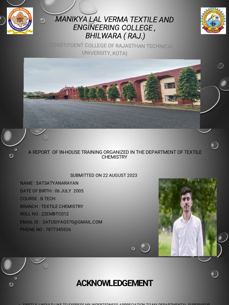 In-House Training Report: Textile Chemistry | PDF | Textiles | Yarn