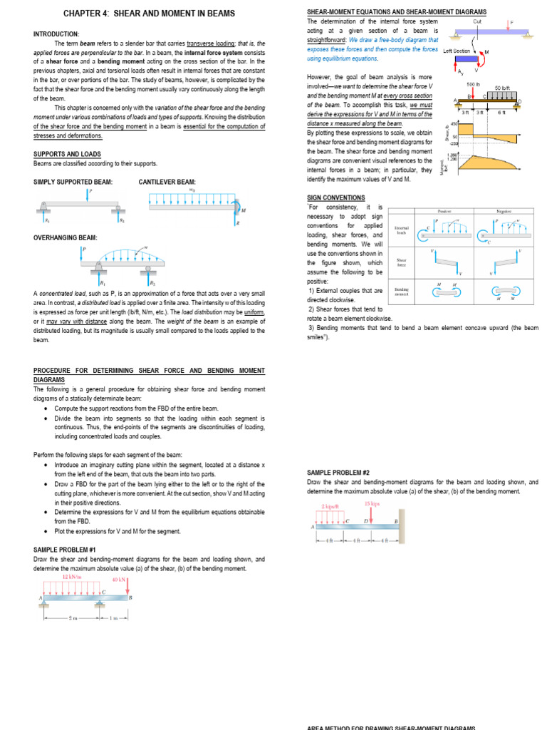 Shear and Bending Moment Analysis | PDF | Bending | Beam (Structure)