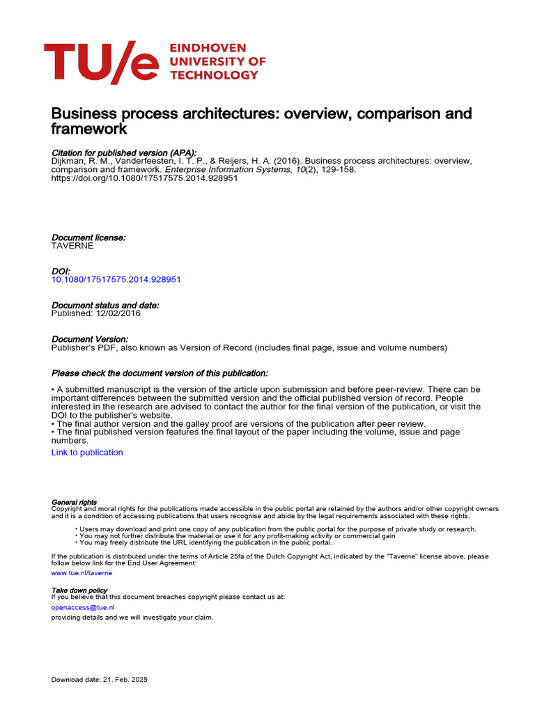 Business process architectures - overview, comparison and framework | PDF | Business Process ...