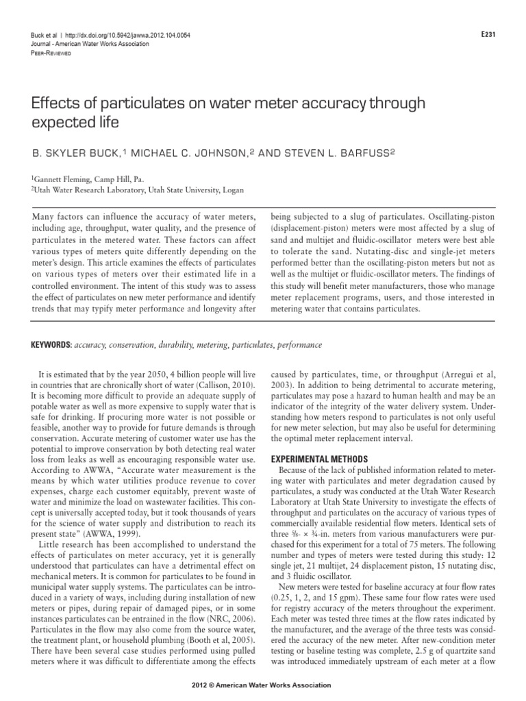 Effects of Particulates On Water Meter Accuracy Through Expected | PDF ...