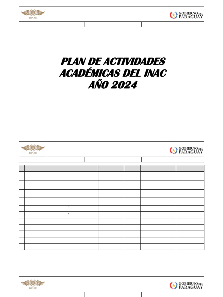 Plan de Actividades Academicas Inac - 2024 | PDF | Aeroespacial | Aeronáutica