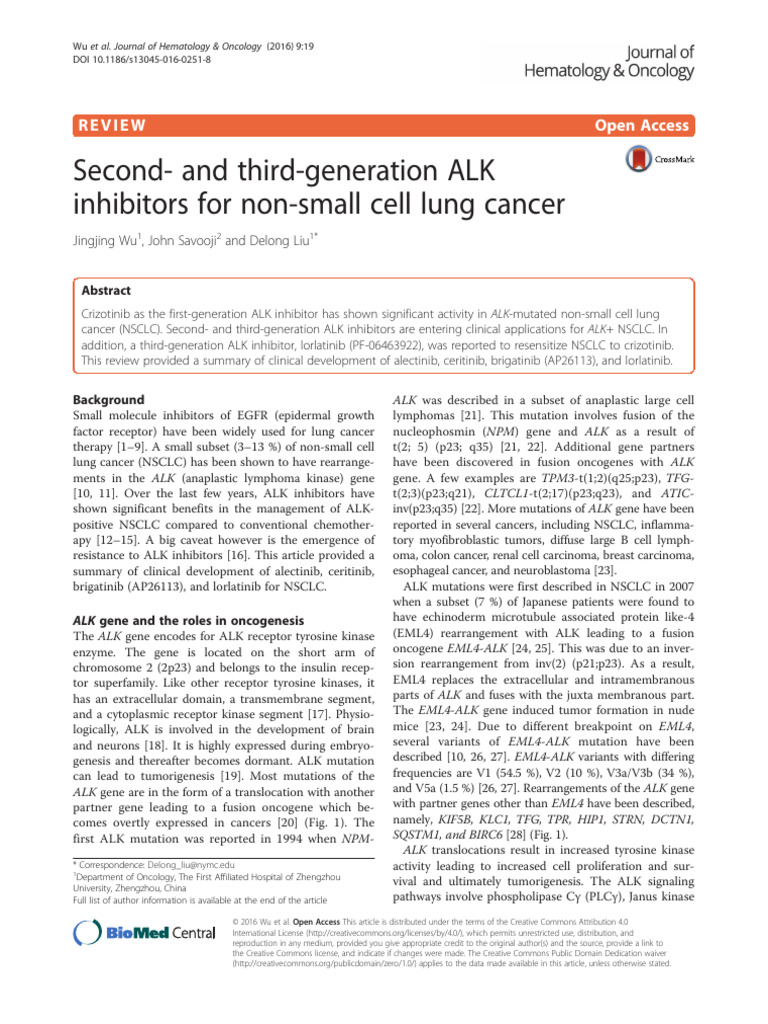 Second - and Third-Generation ALK Inibitors | PDF | Cell Biology | Cell ...