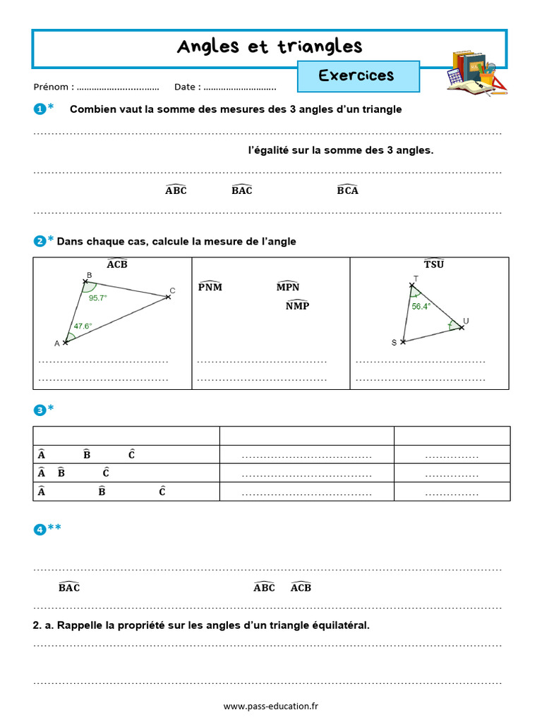 Exercices-5ème-Angles-et-triangles | PDF | Triangle | Géométrie euclidienne