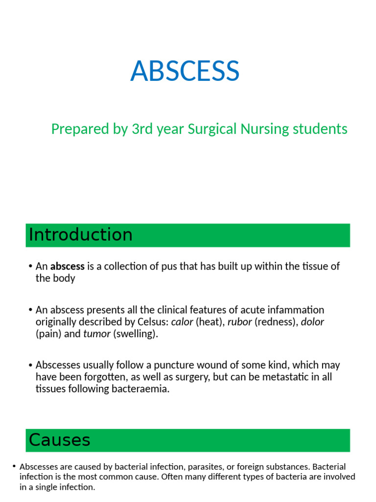Abscess Seminar presentation | PDF | Clinical Medicine | Diseases And ...