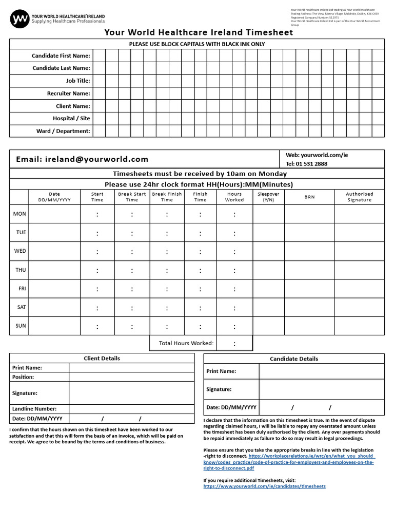 Ireland Timesheet 2024 V2 | PDF | Business
