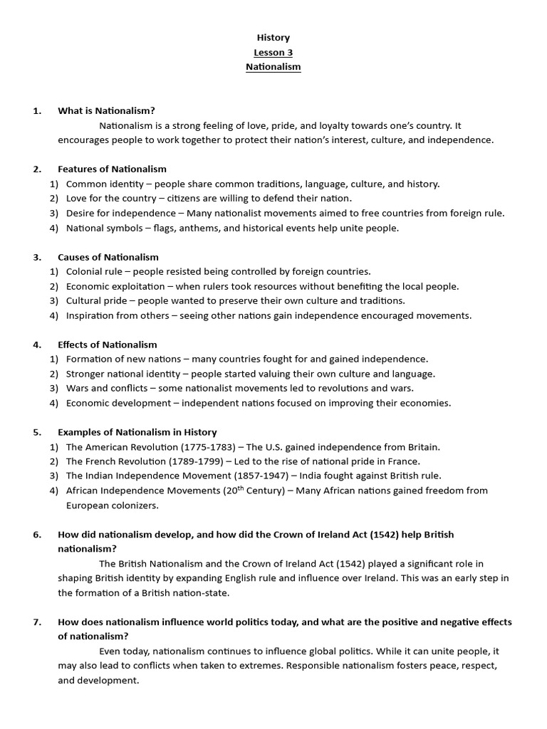 Lesson - 3 Nationalism (History) | PDF | Nationalism | First French Empire