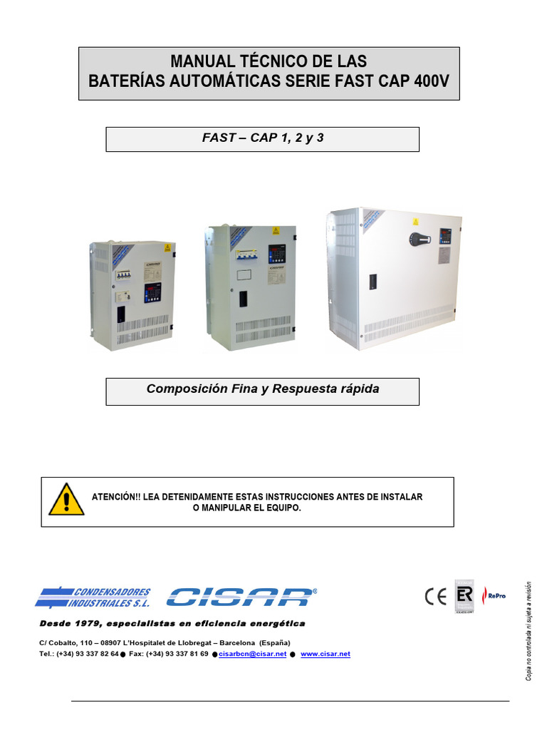 Manual Técnico Baterías Fast Cap 400V | PDF | Máquina elevadora ...