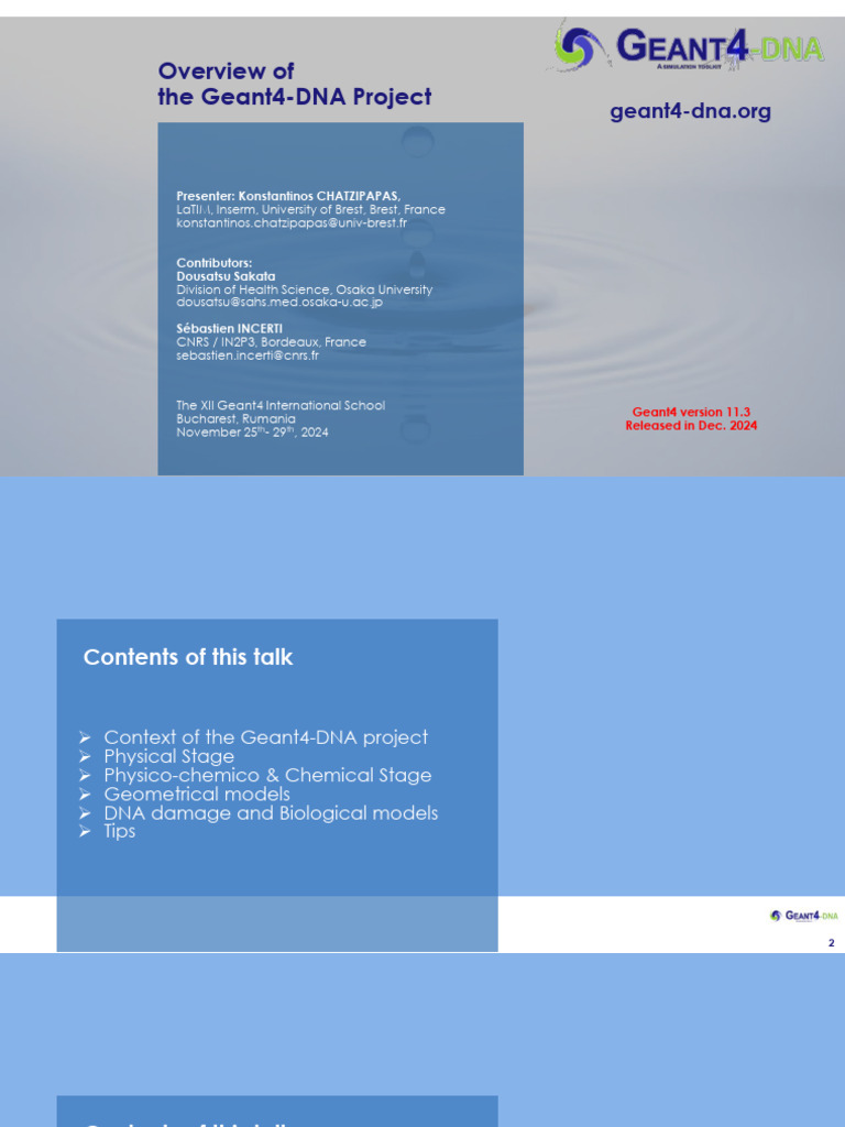 Geant4-DNA Project Overview and Models | PDF | Dna | Dna Repair