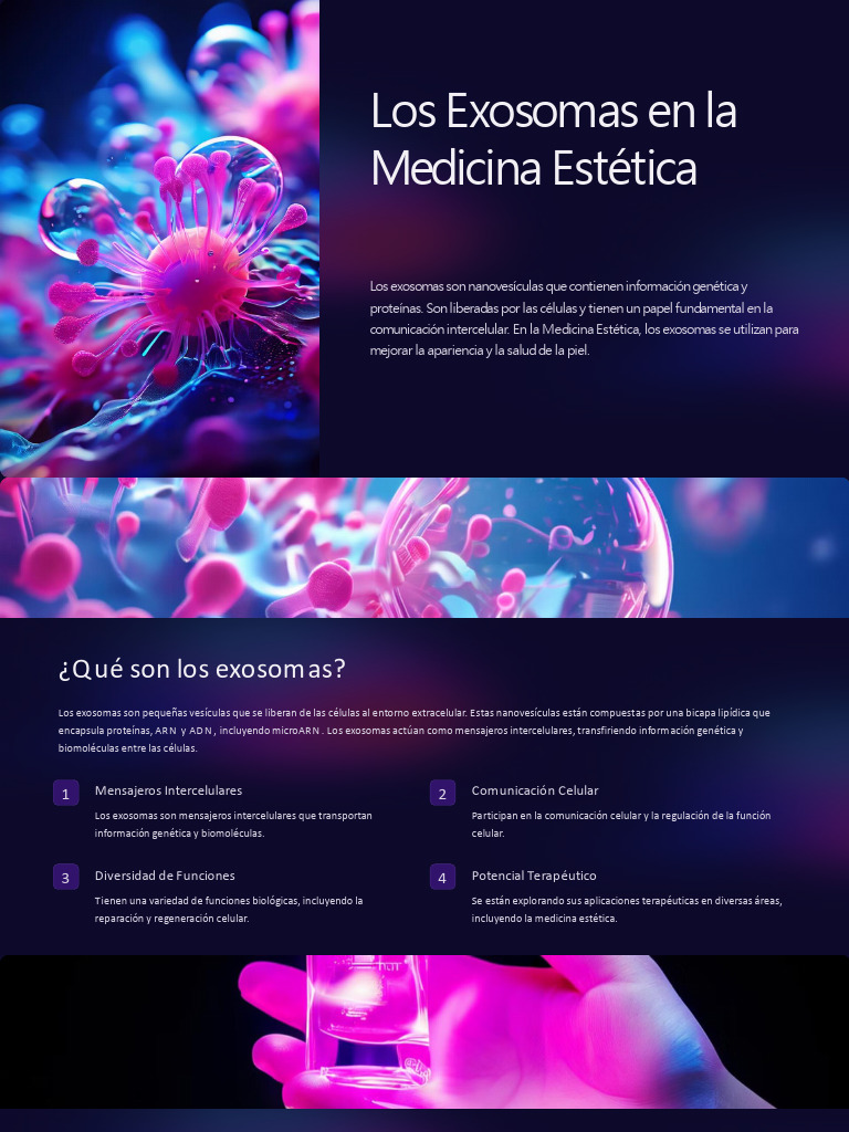Presentación Los Exosomas en La Medicina Estetica | PDF | Biología | Medicina CLINICA
