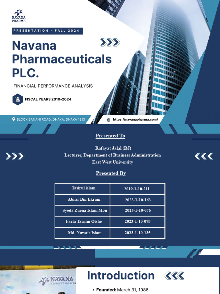 FIN101 PPT Navana Pharmaceuticals PLC. | PDF | Dividend | Corporate ...