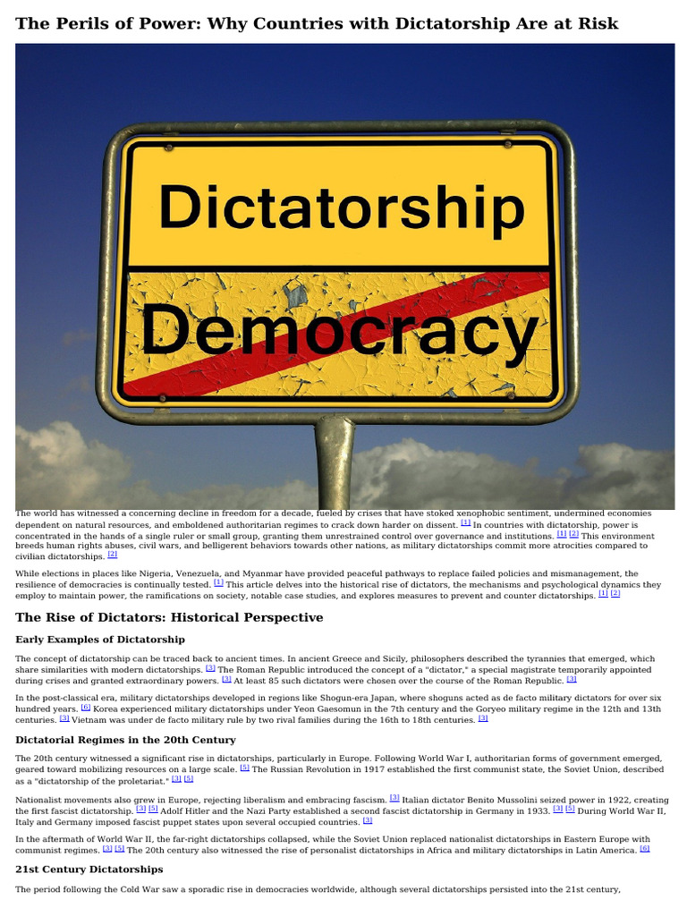 The Perils of Power - Why Countries With Dictatorship Are at Risk | PDF ...