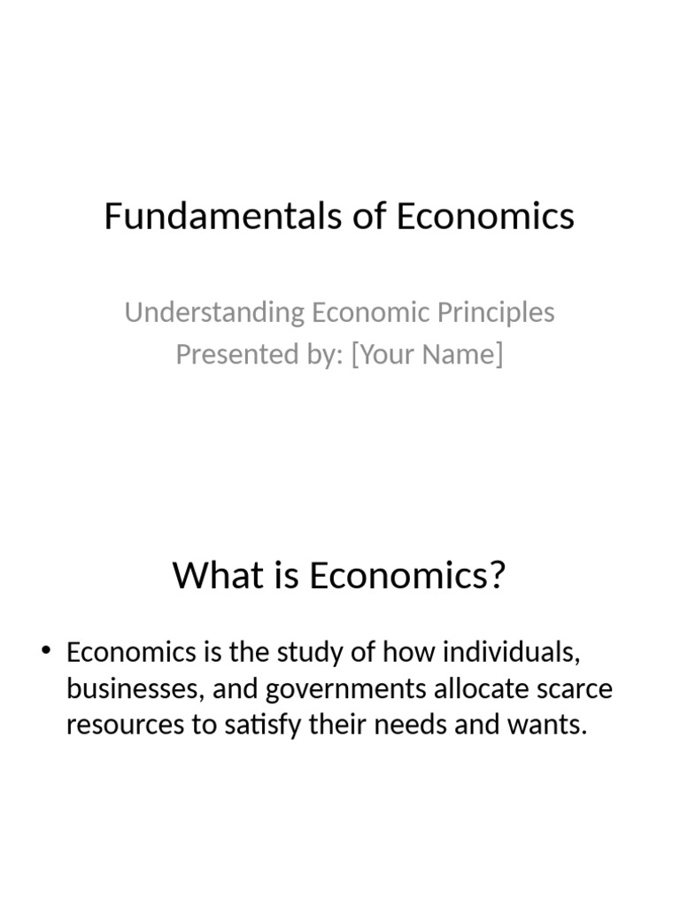 Economics Fundamentals Explained | PDF