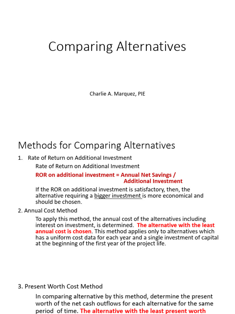 Comparing Alternatives | PDF