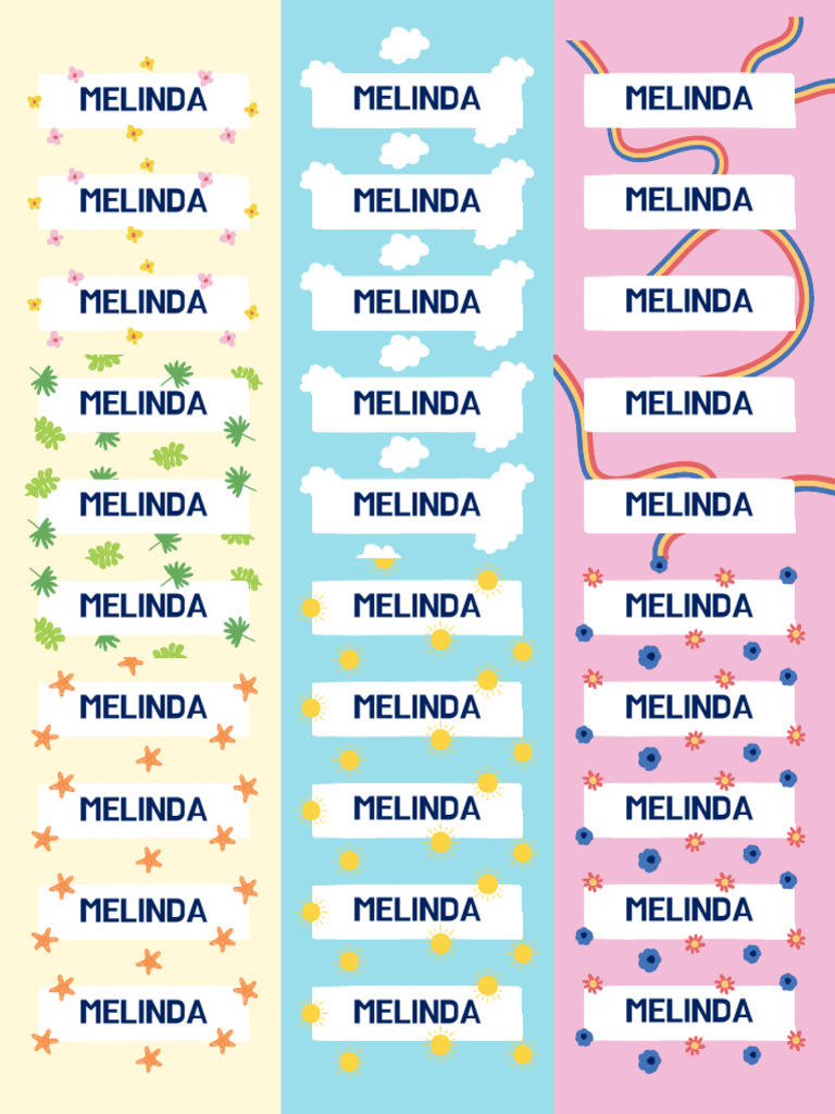 School Rectangle Sheet Labels in Pastel Yellow Pastel Blue Pastel Pink ...