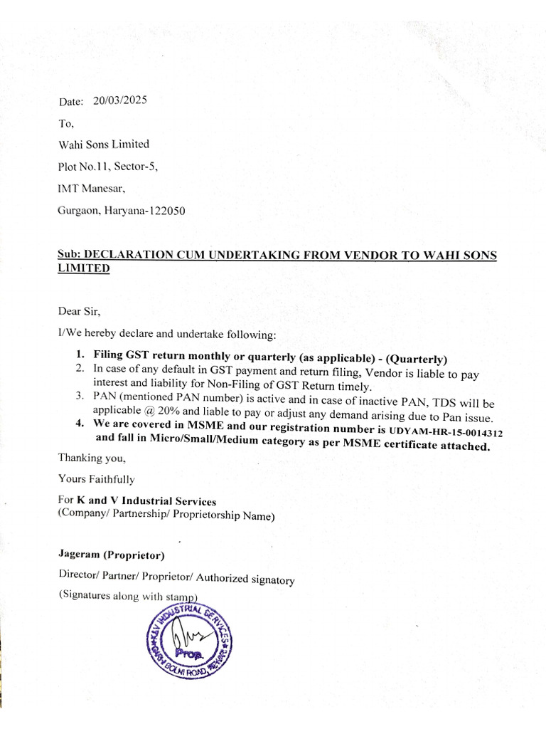 Wahi Sons Declaration | PDF