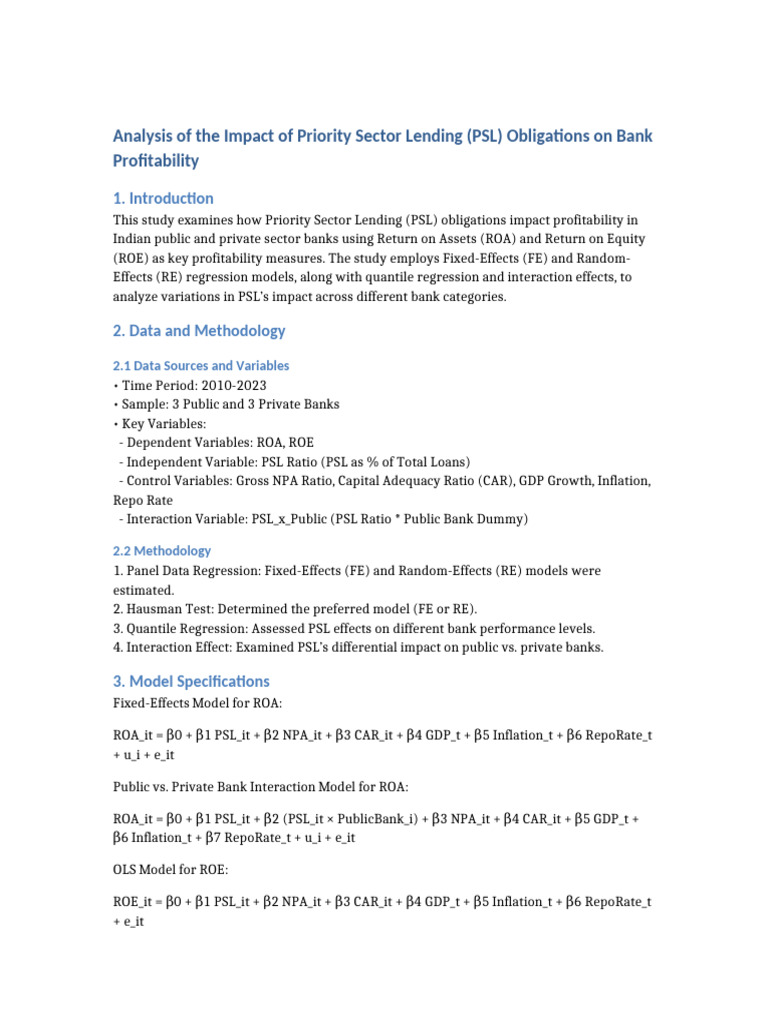 PSL Profitability Analysis | PDF | Regression Analysis | Fixed Effects Model