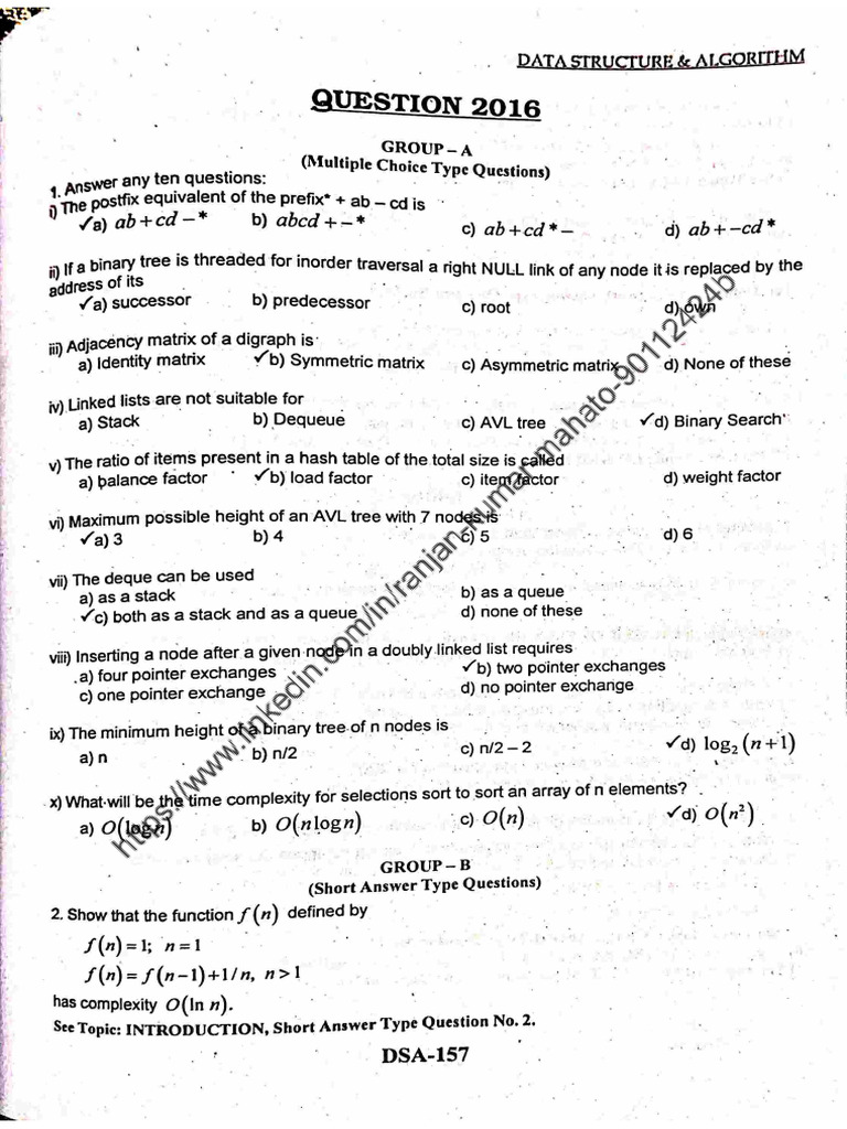 DSA 3RD SEM pyq 2016 to 2022_watermark | PDF